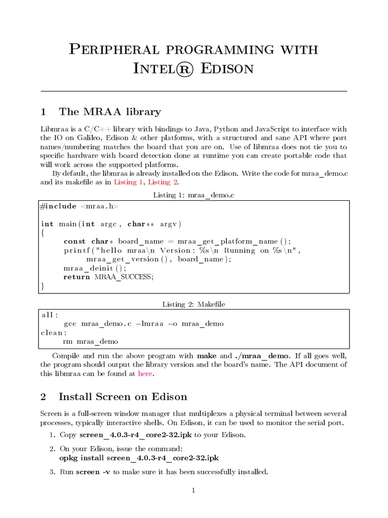 (Edison) Lab 3 - Peripheral-programming-Intel-Edison | PDF | Software ...