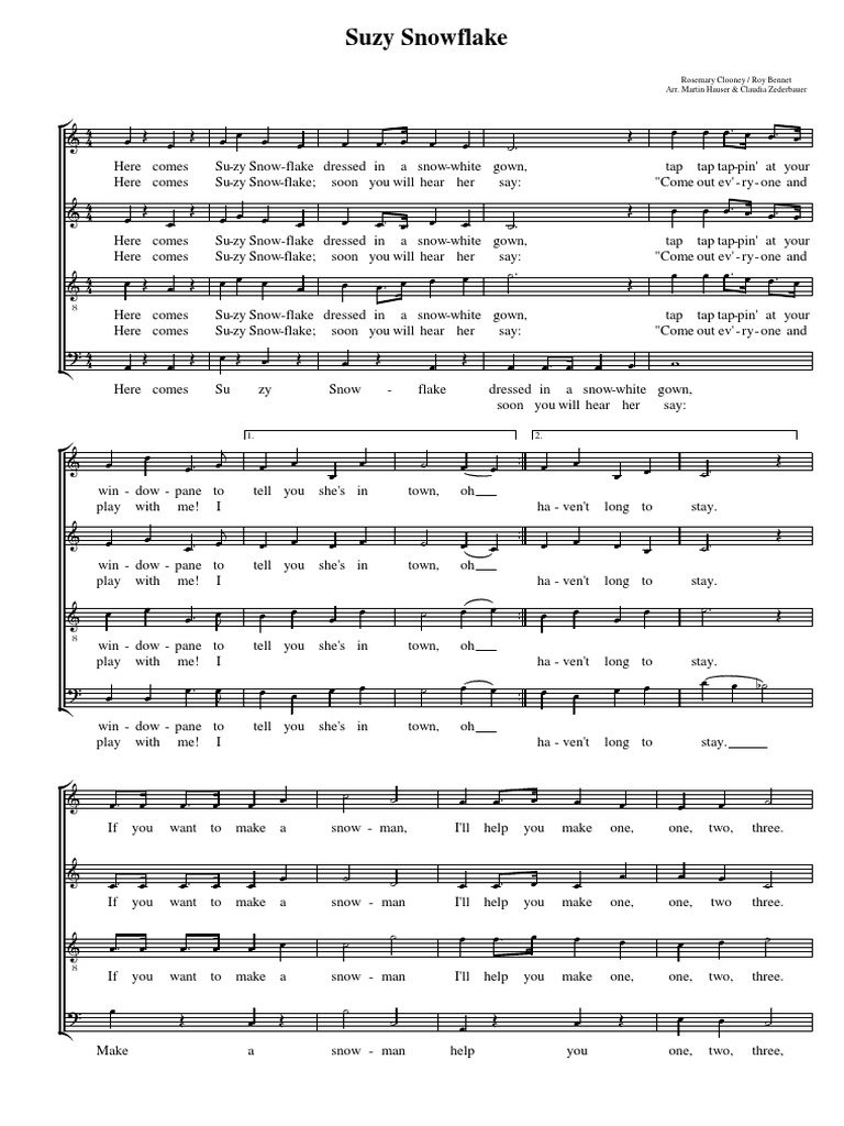 Suzy Snowflake SATB | PDF | Meteorology | Snow
