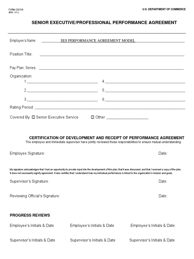 Senior Executive/Professional Performance Agreement: Certification of ...