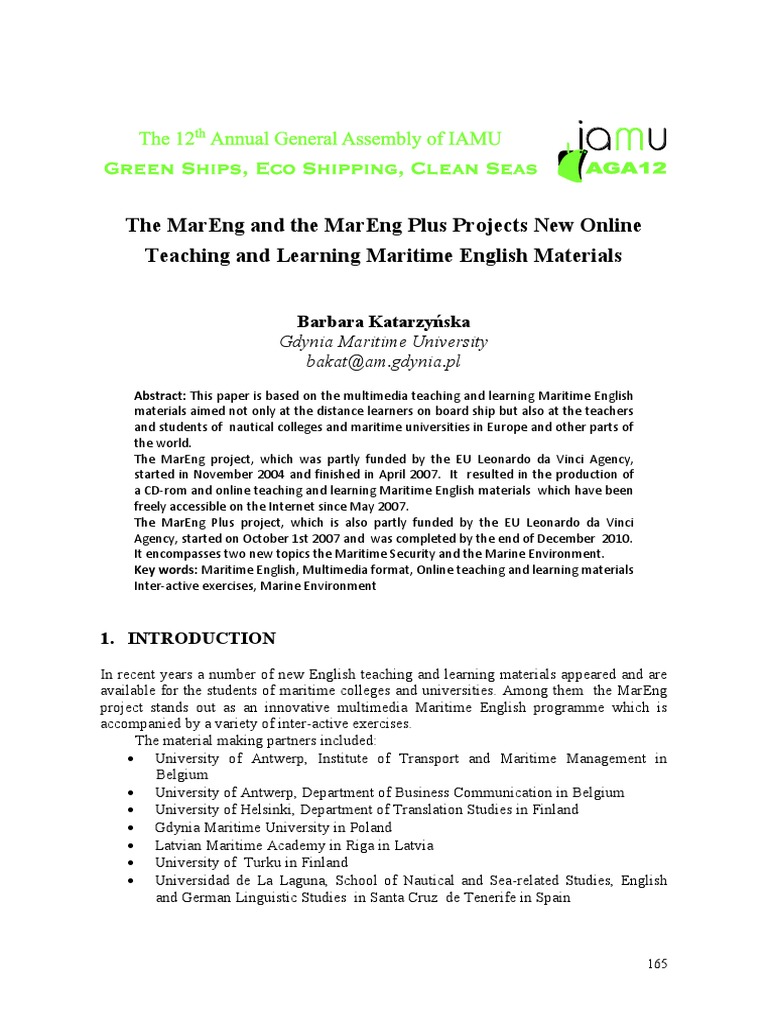 Barbara Katarzyńska: The MarEng and The MarEng Plus Projects New Online ...