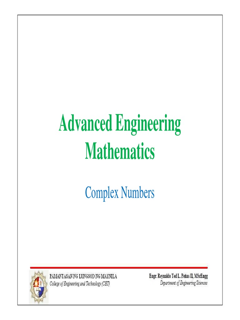 Advanced Engineering Math - Complex Numbers PDF | PDF | Complex Number ...
