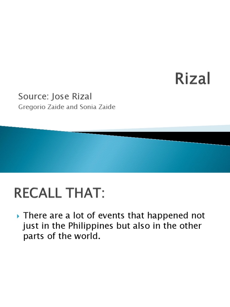 Source: Jose Rizal: Gregorio Zaide and Sonia Zaide | PDF | Philippines