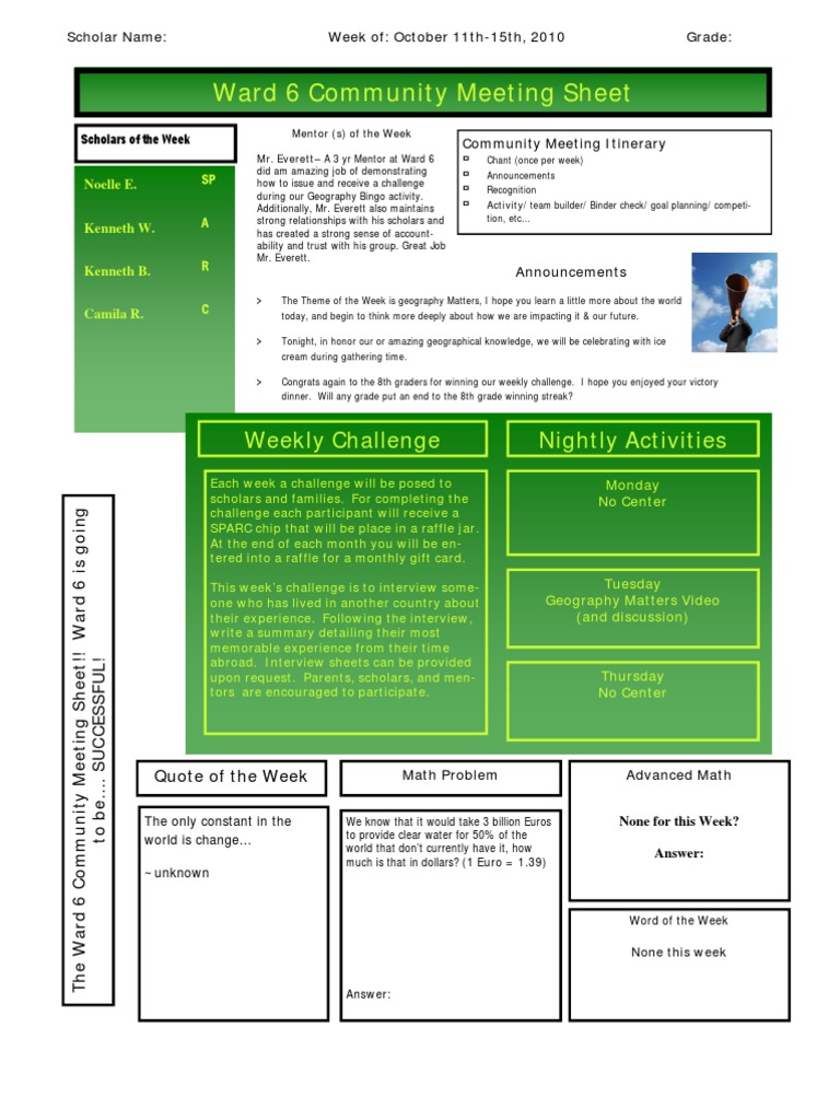 Weekly Geography Challenge Overview | PDF