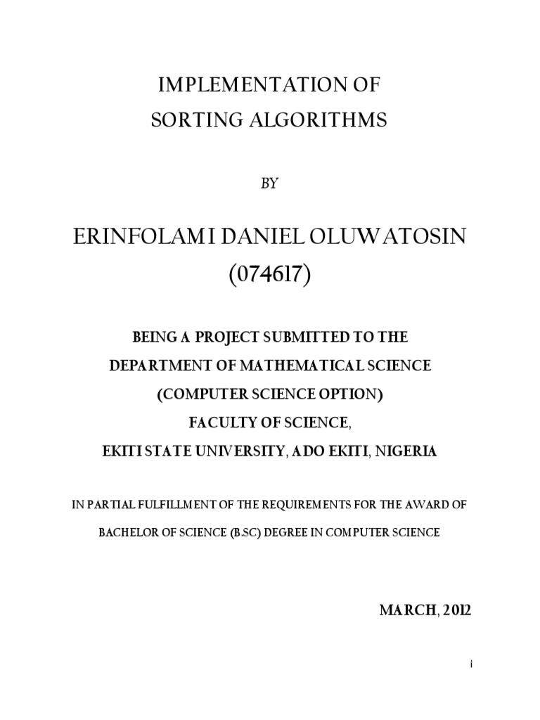 Implementation of Sorting Algorithms | Download Free PDF | Array Data Structure | Time Complexity