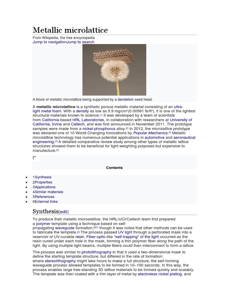 Metallic Microlattice | PDF | Building Engineering | Industrial Processes