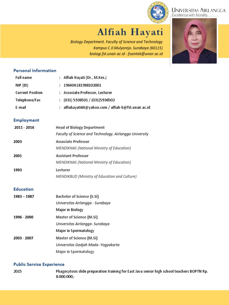 CV Dosen Alf | PDF | Life Sciences | Organisms