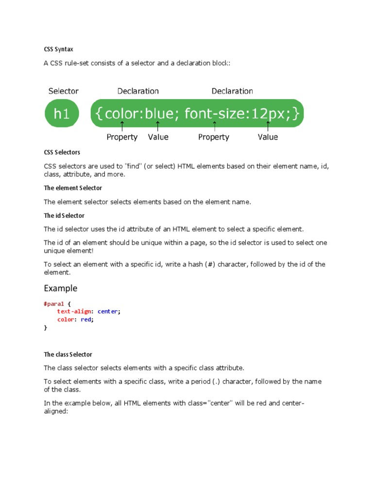 Css Syntax Pdf Bootstrap Front End Framework Cascading Style Sheets