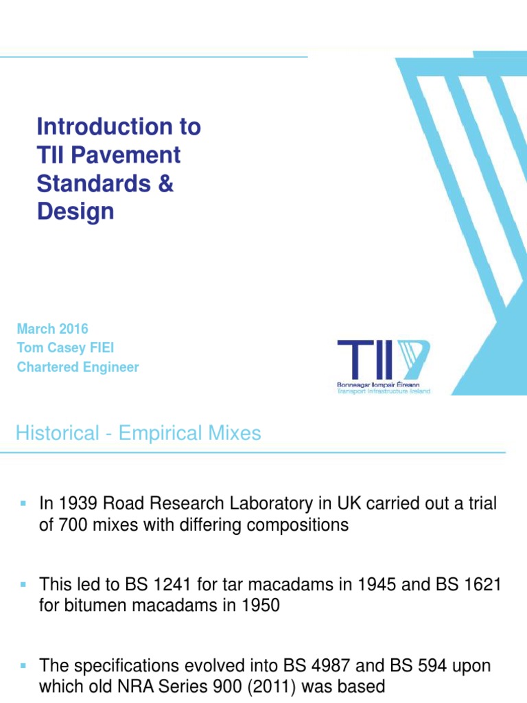 TII Pavement Standards Overview | PDF | Asphalt | Road Surface
