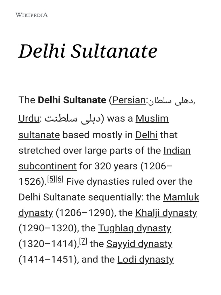 Delhi Sultanate - Wikipedia | PDF
