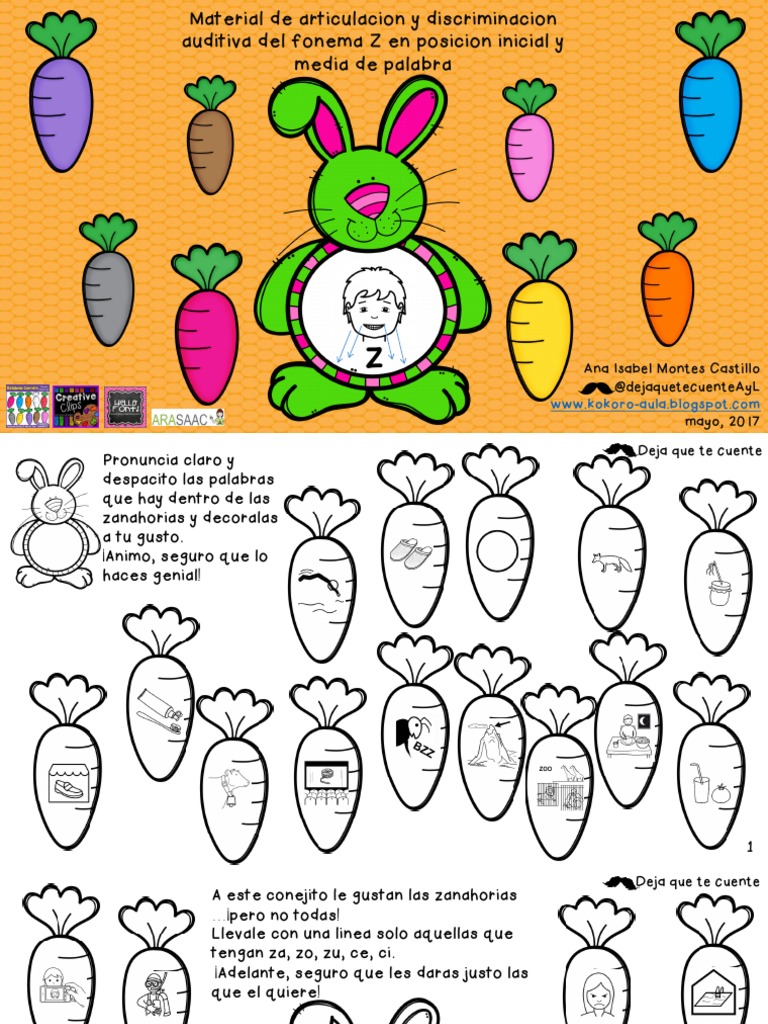 Articulacion Fonema Z Zanahorias | PDF | Artes del Lenguaje y Comunicación