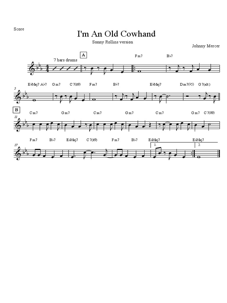 I'm An Old Cowhand - Score | PDF