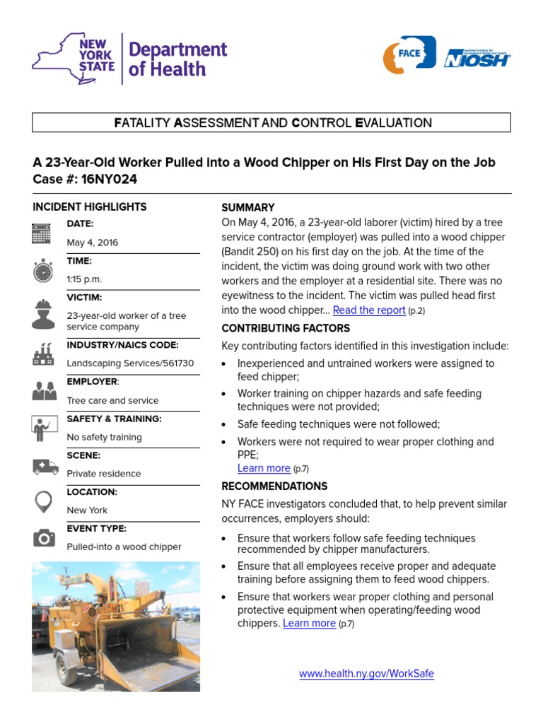 Wood Chipper Fatality: Safety Lapses | PDF | Occupational Safety And ...