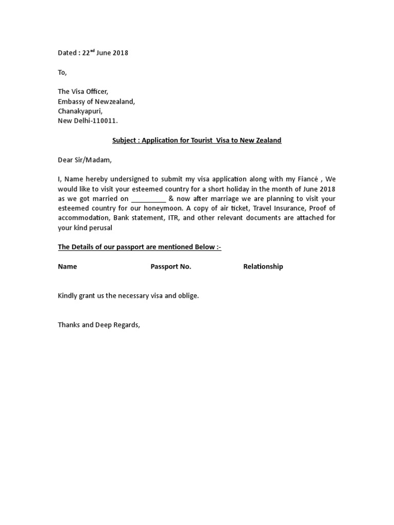 Honeymoon Letter Format | PDF