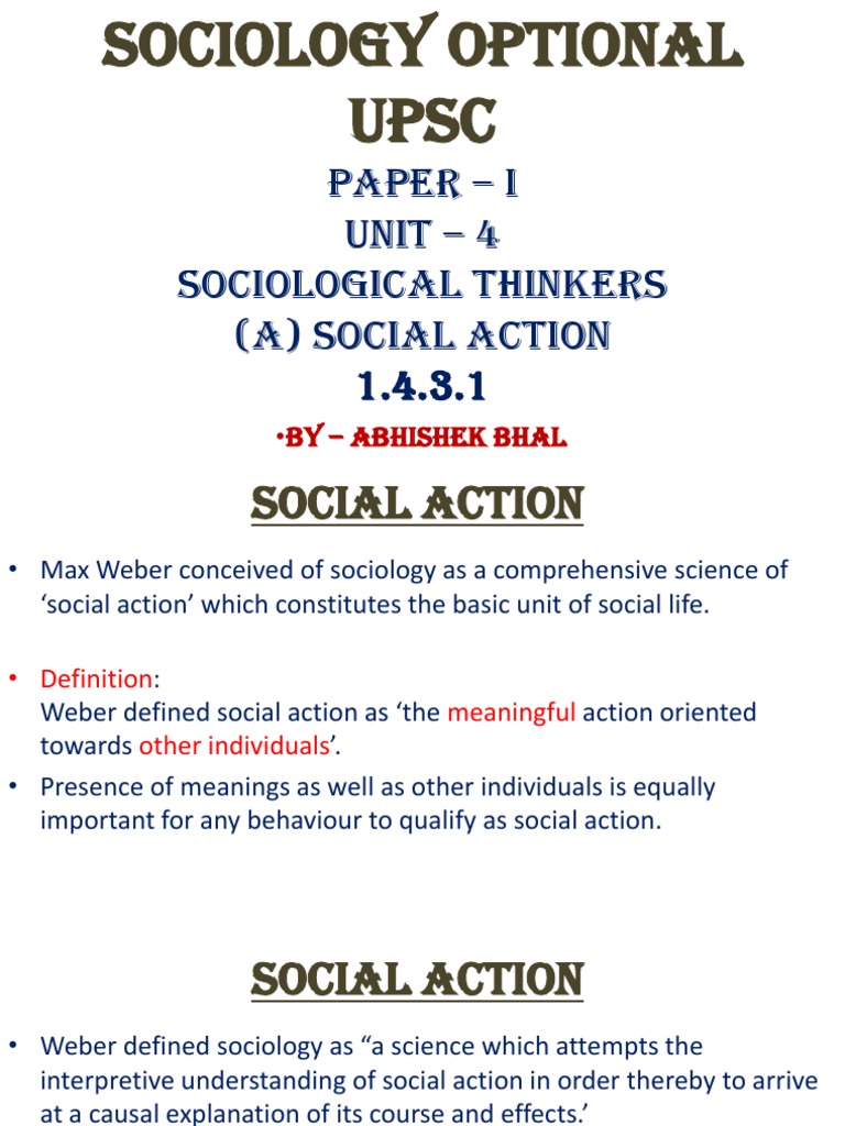 1.4.3.1 Social Action PDF | PDF | Sociology | Philosophical Theories