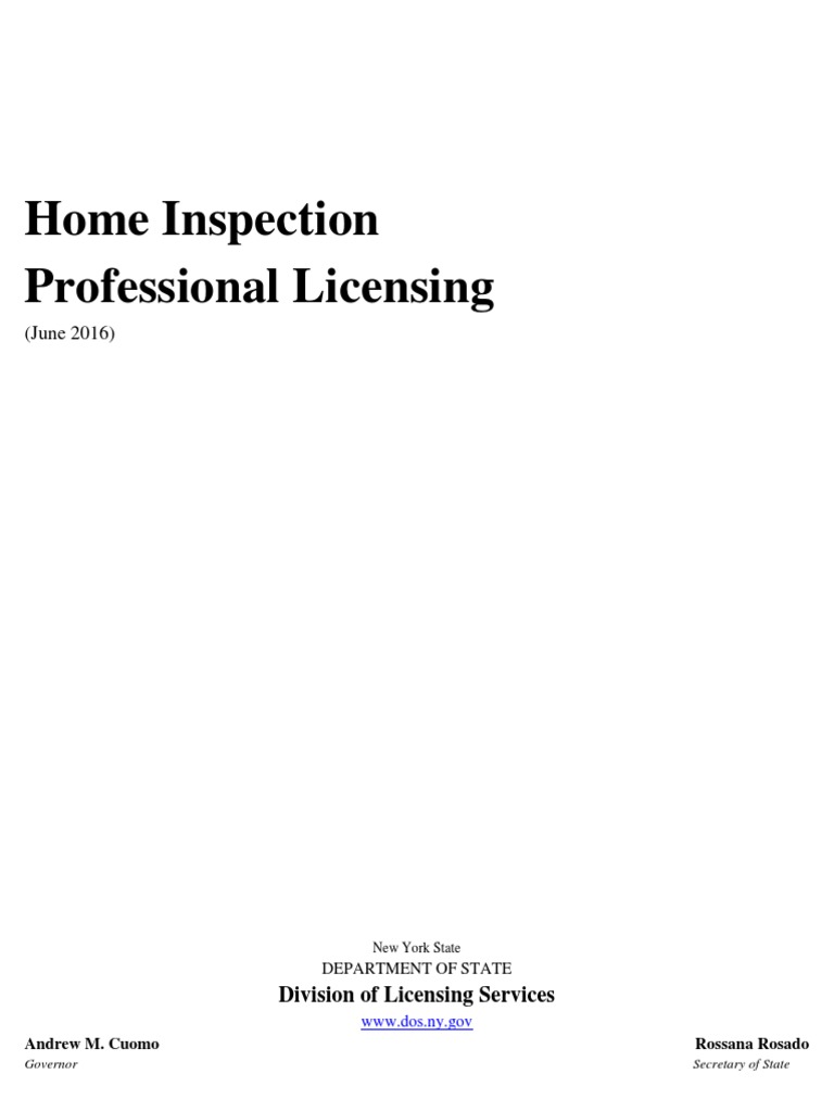 New York Home Inspection Licensing Guide | PDF | Licensure | License