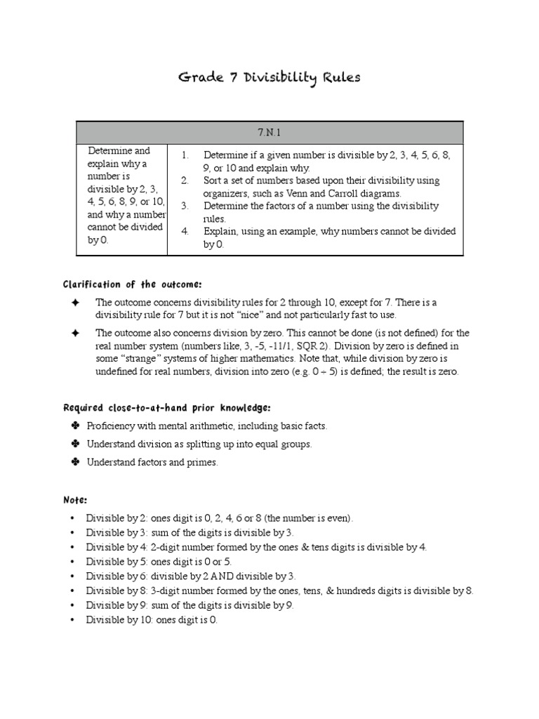 GR 7 Divisibility | PDF | Numbers | Teaching Mathematics