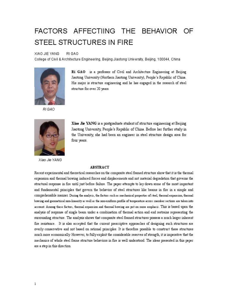 Factors Affecting The Behavior of Steel Structures in Fire-Resistant ...