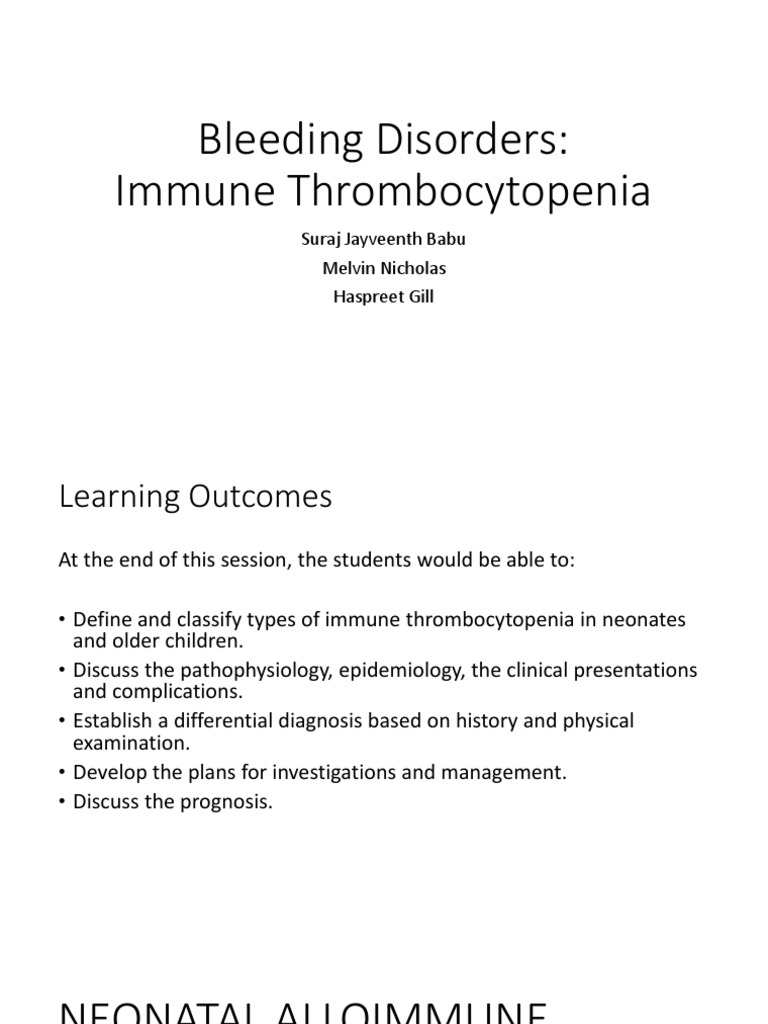 Immune Thrombocytopenia Overview | PDF | White Blood Cell | Hematology