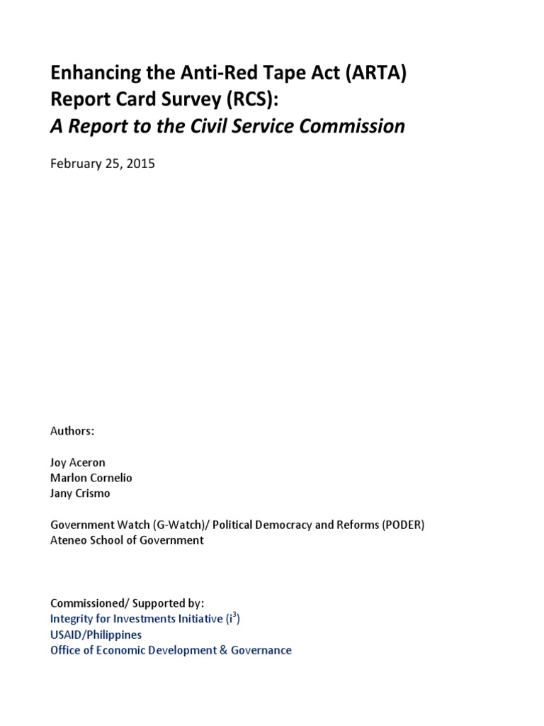Study CSC Report Card Survey Rcs | PDF | Regulatory Compliance | Action ...