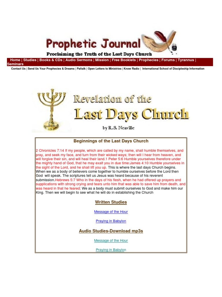 Last Days Church Leadership and Sacraments | PDF | Baptism | End Time