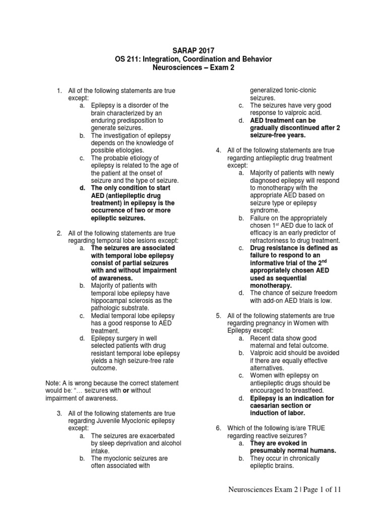 Neurology Practice Set | PDF | Epilepsy | Sleep