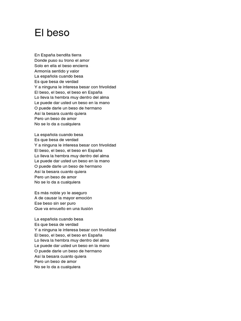 El Beso - Letra PDF | PDF