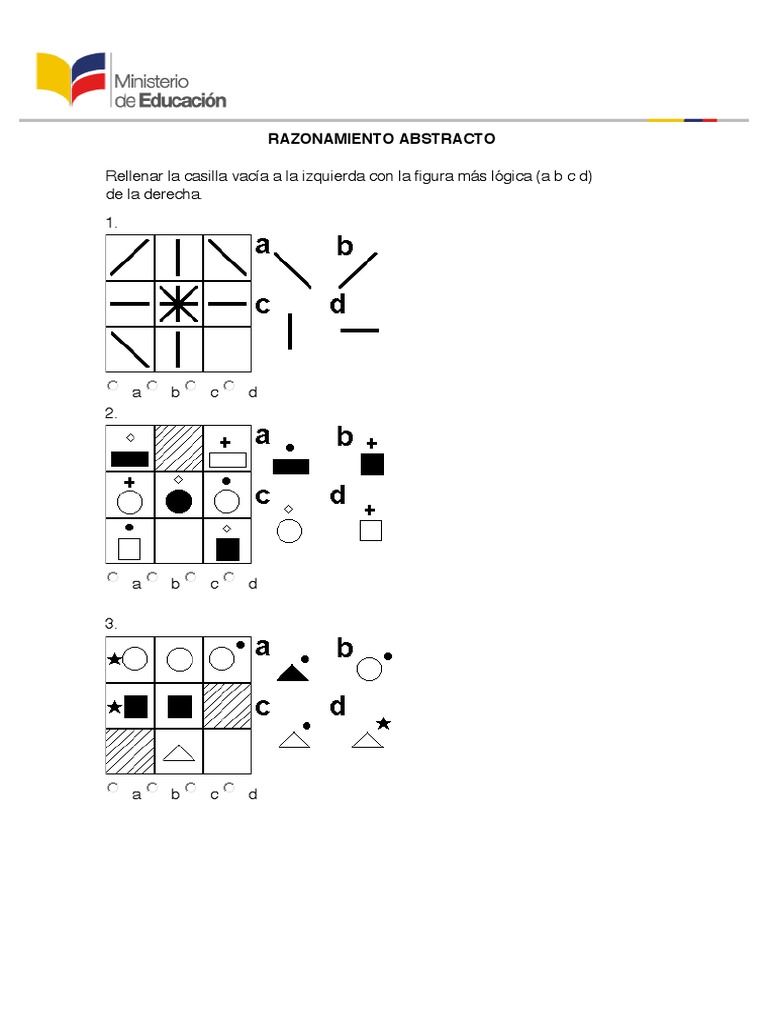 Ejercicios de Razonamiento Abstracto | PDF | Enseñanza de matemática