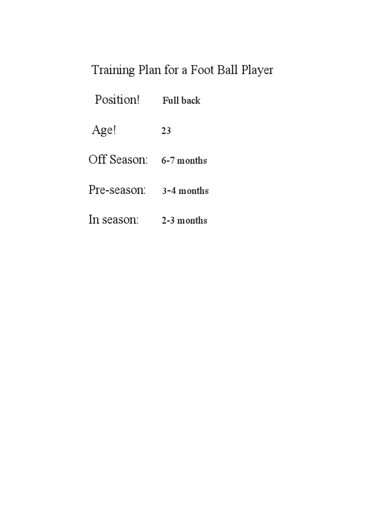Training Plan For A Foot Ball Player | PDF | Abdomen | Aerobic Exercise