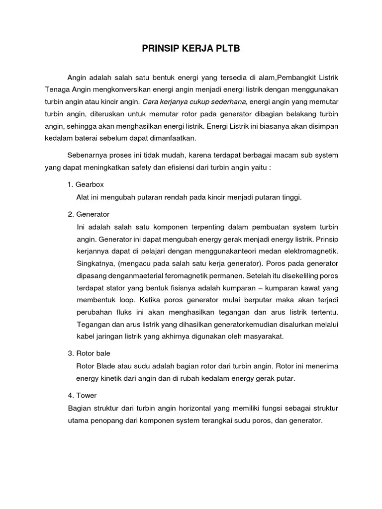 PRINSIP KERJA PLTB | PDF
