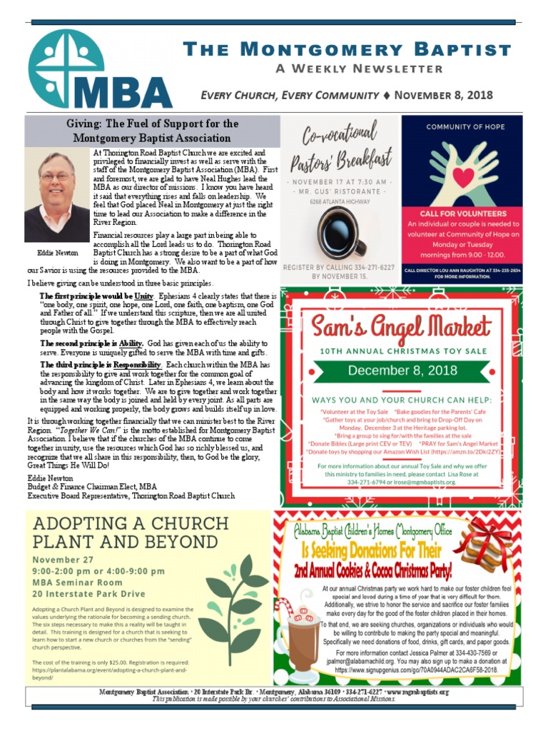 18 11 08 Montgomery Baptist | PDF | Baptists | Christian Belief And ...