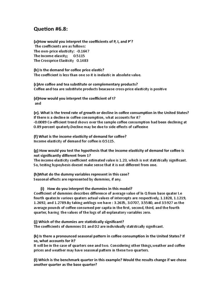 Chapter 6 Dummy Variable Assignment | PDF | Price Elasticity Of Demand ...
