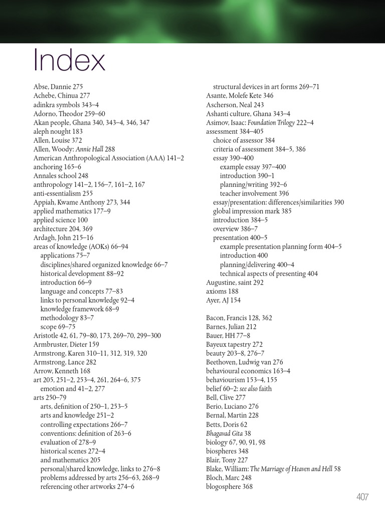 z01 Tok Ib Index | PDF | Reason | Epistemology