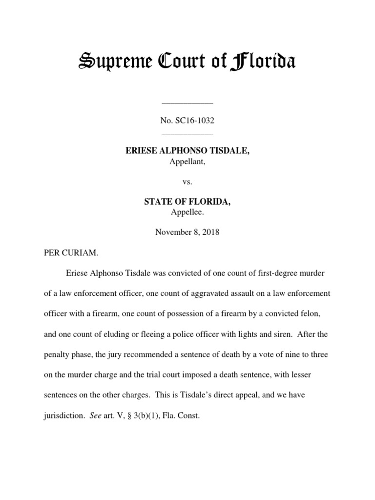 Eriese Tisdale Death Sentence Vacated | PDF | Public Law | Justice