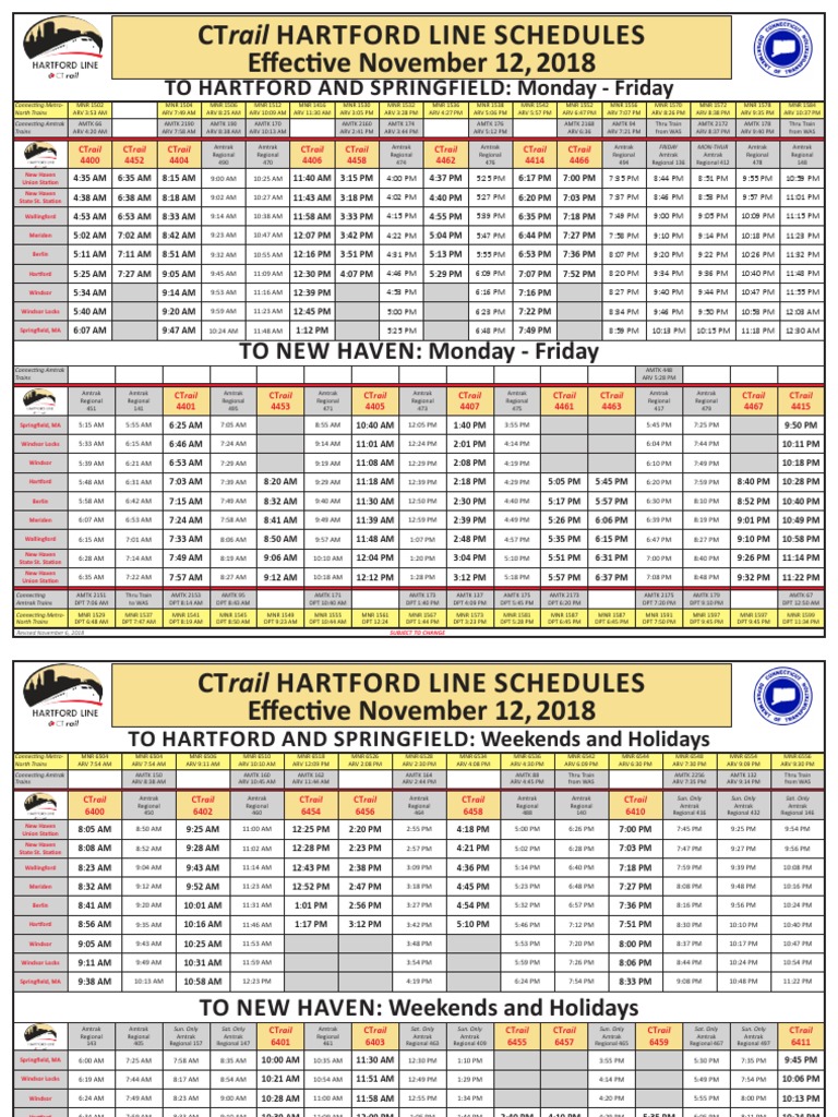 CTRAIL schedule | New England | Connecticut