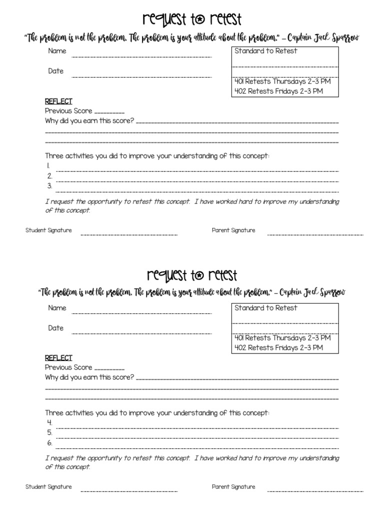 4th Grade Request To Retest 1 | PDF