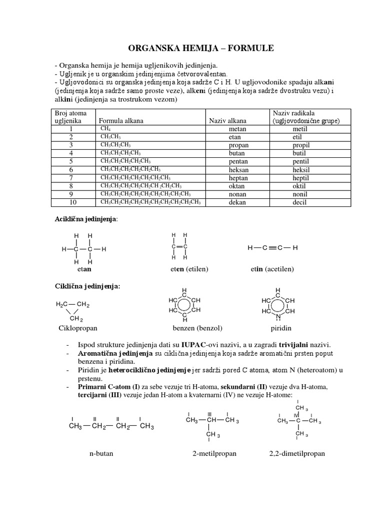Organska Hemija Formule | PDF
