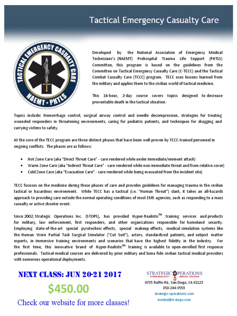 TECC Flyer 20 Jun 2017 | PDF | Emergency Medical Services | Health Care