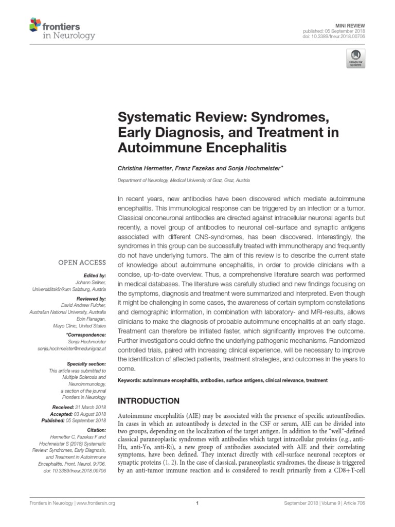 Autoimmune Encephalitis | PDF | Autoimmunity | Medical Diagnosis