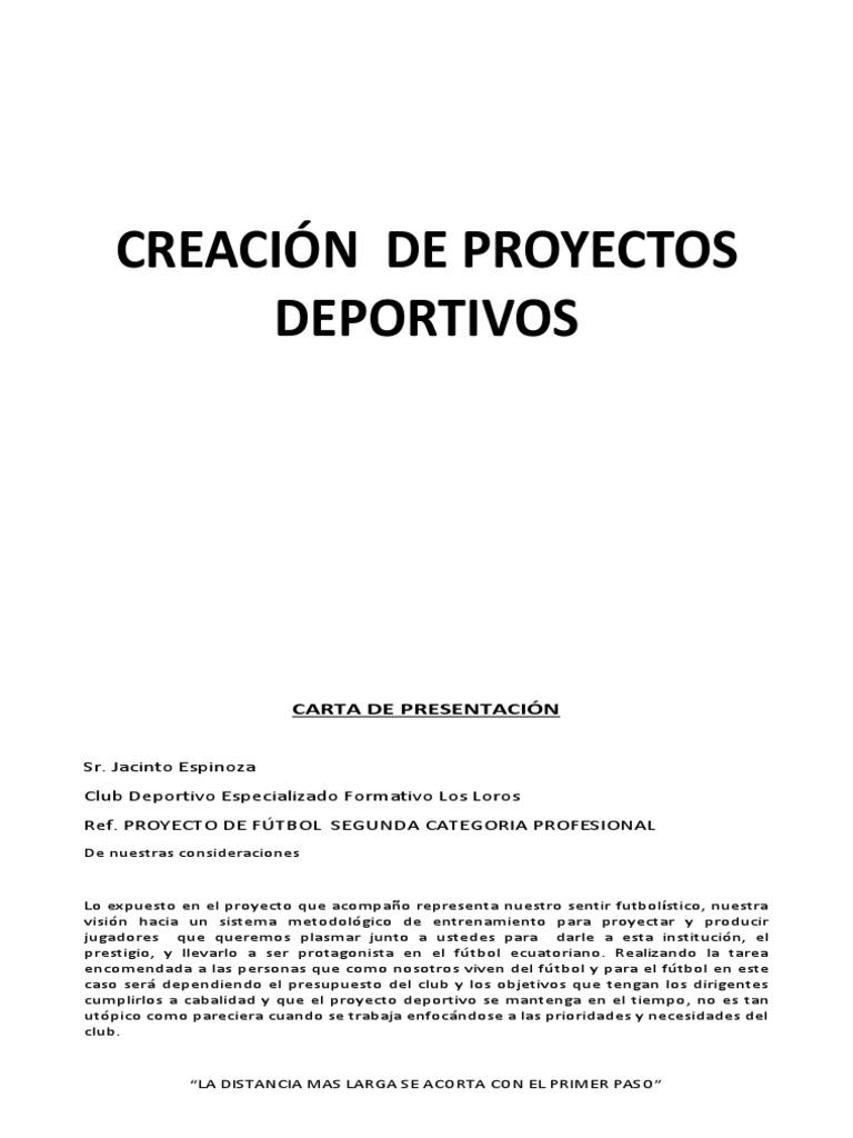 Creación de Proyectos Deportivos | PDF | Asociación de Futbol | Business