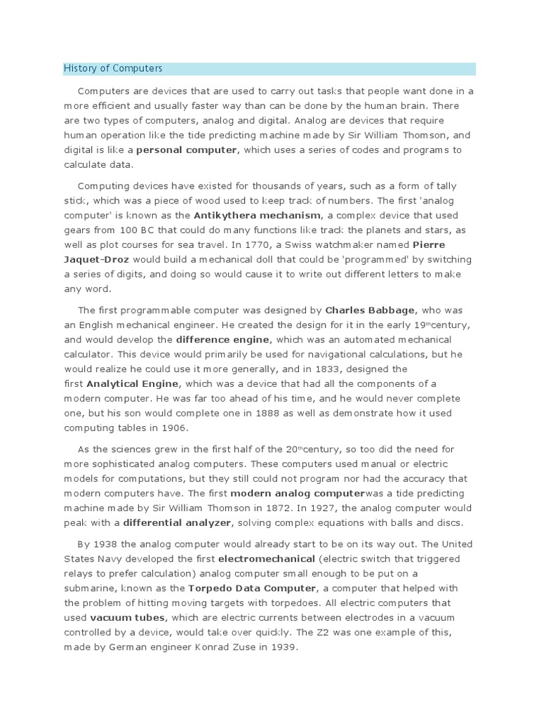 History of Computers | PDF | Computer Program | Programming