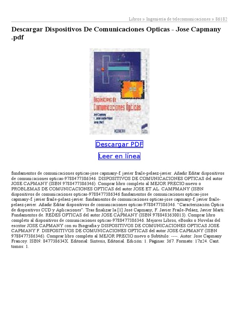 Dispositivos de Comunicaciones Opticas | PDF