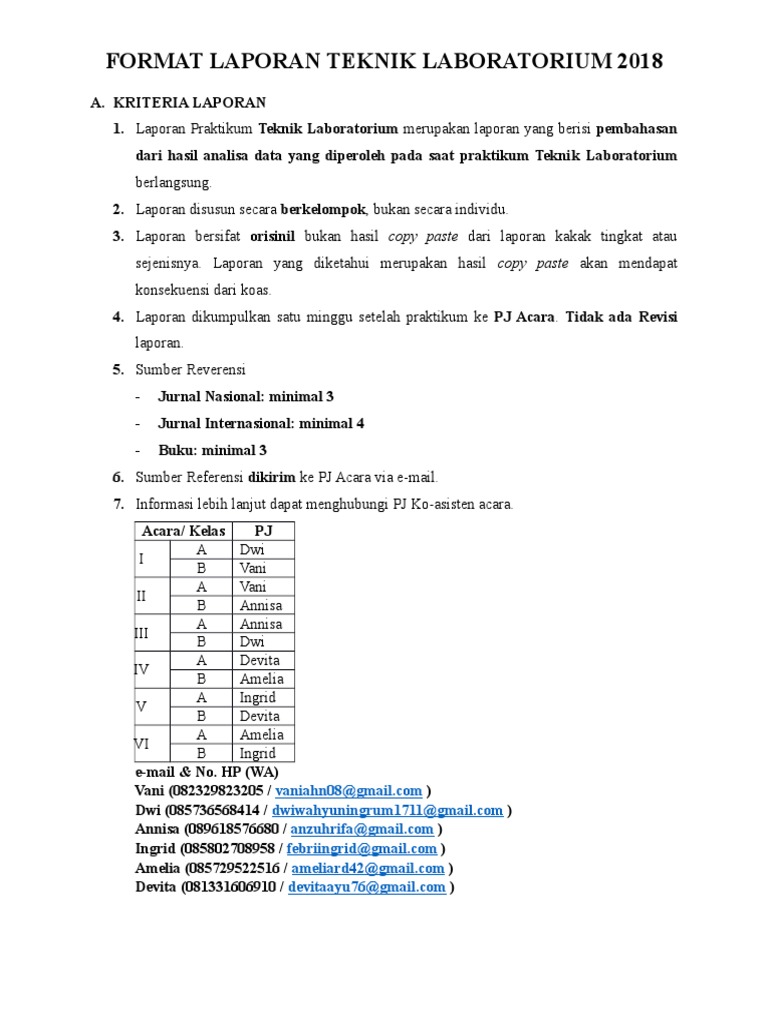 Format Laporan Praktikum Teknik Laboratorium 2018-2 | PDF