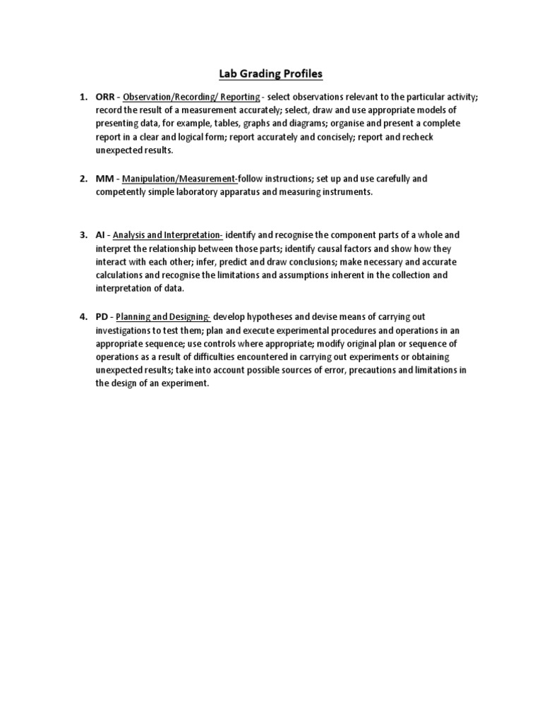 Lab Grading Profiles | PDF