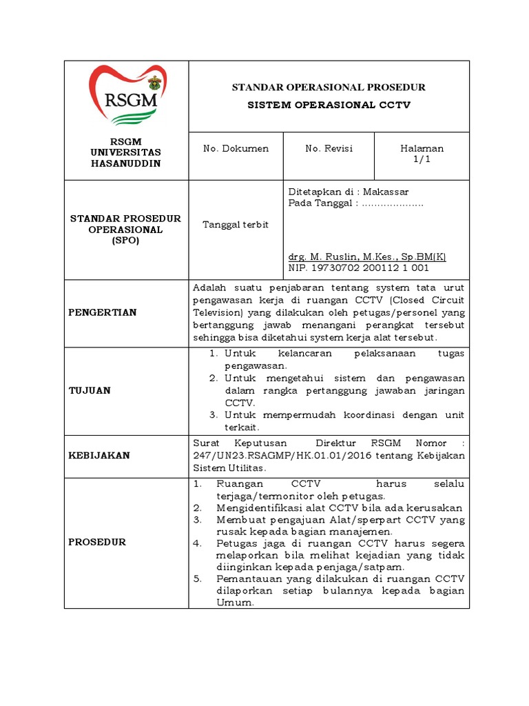 Sop CCTV | PDF