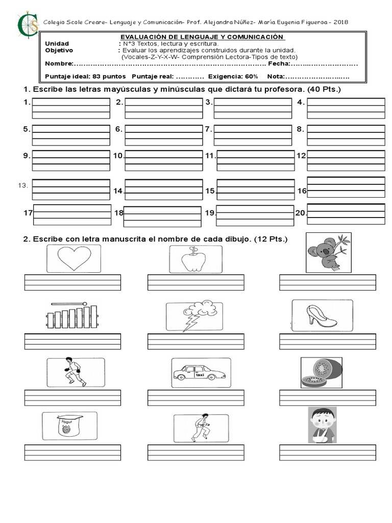 Evaluaciónz-Y-X-W Tipos de Texto María Eugenia | PDF | Escritura