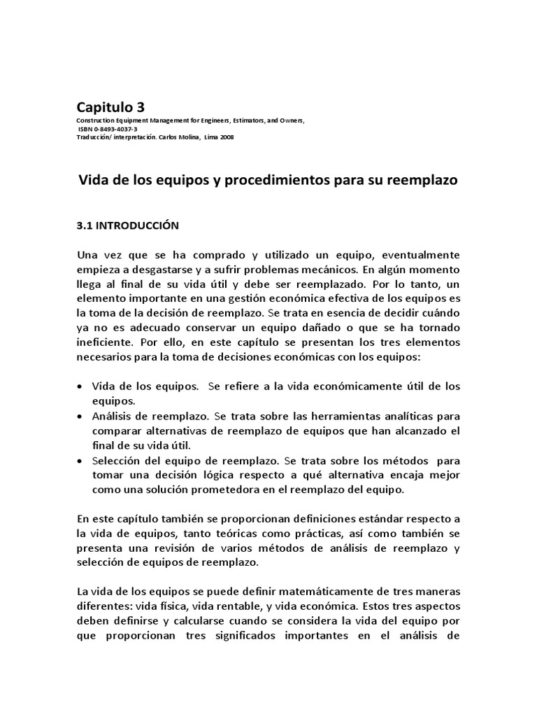 Análisis y Decisión de Reemplazo de Equipos | PDF | Inflación ...