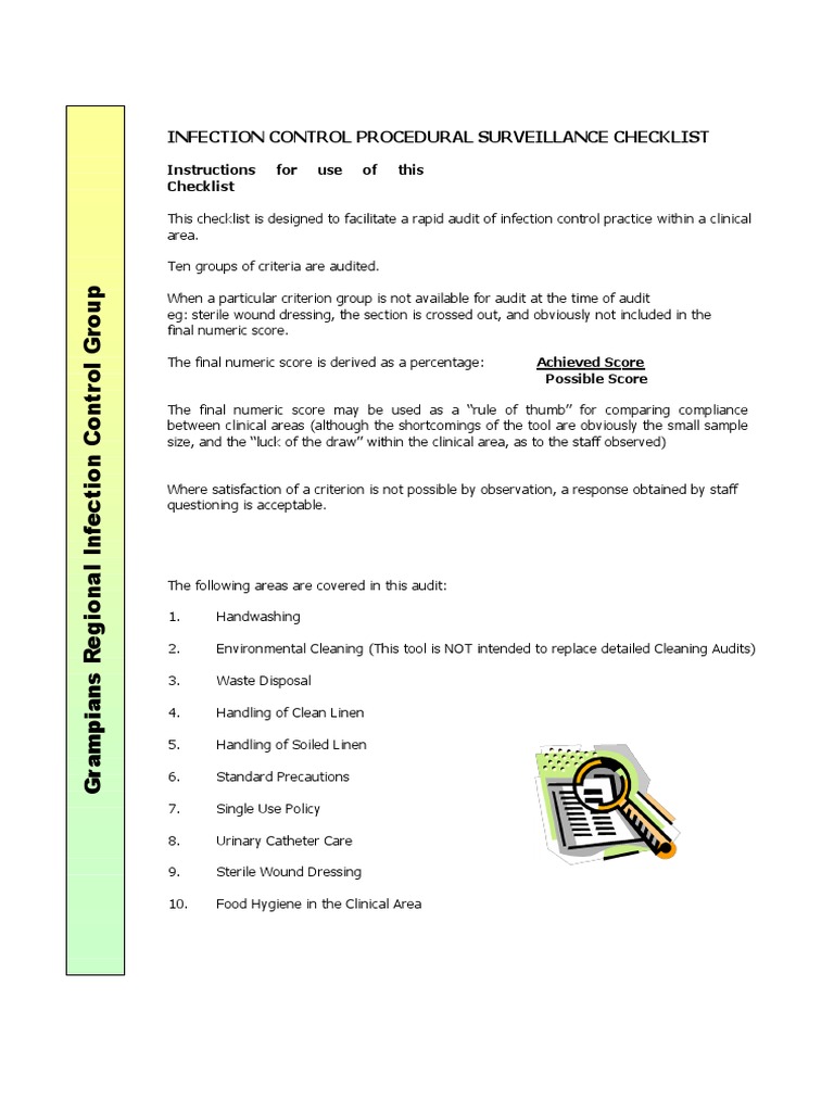 Infection Control Procedural Surveillance Checklist: Instructions For ...