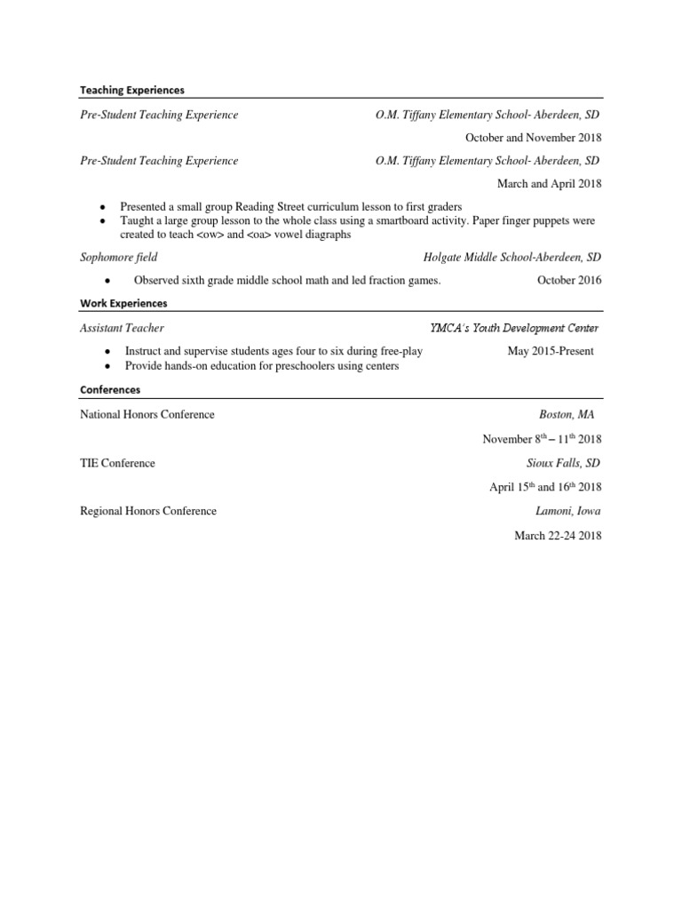 Teaching Experience and Conferences Summary | PDF