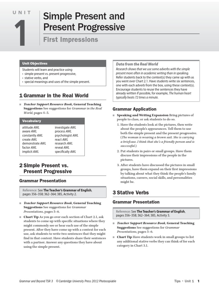 Grammar and Beyond Level 3 Unit by Unit Teaching Tips PDF | Download ...