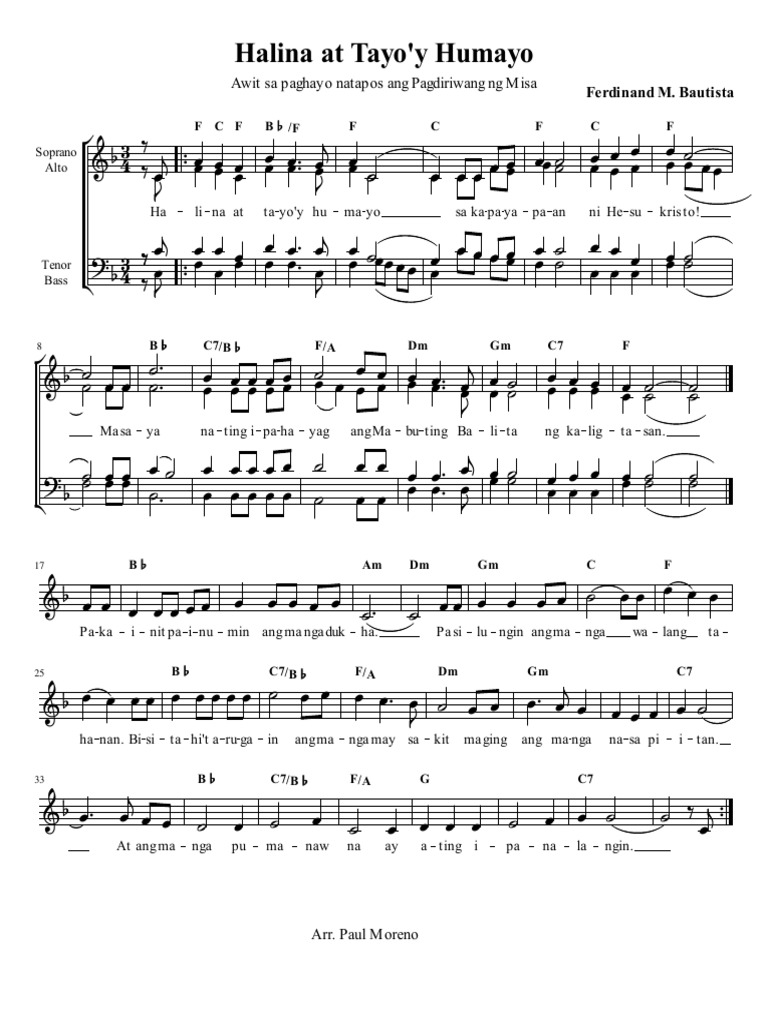 Halina at Tayo'y Humayo Satb PDF | PDF